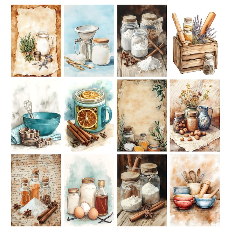 Baking Junk Journal Page Kit Digital Baking Scrapbook Papers Printable ...