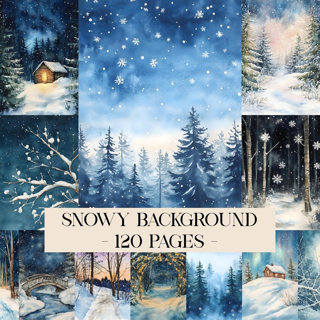 Winter Junk Journal Pages, Snowfall Paper, Snow Tree Paper, Snow Forest ...