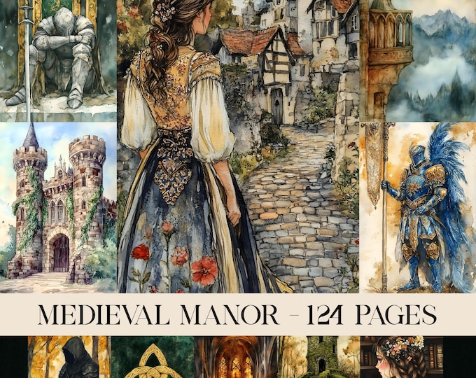 Medieval Junk Journal Pages, Digital Scrapbook Paper Kit, Medieval ...