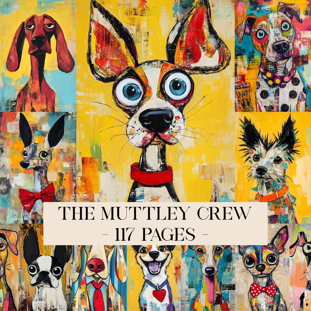 The Muttley Crew Printable Art Pages, Whimsical Digital Papers, Quirky ...