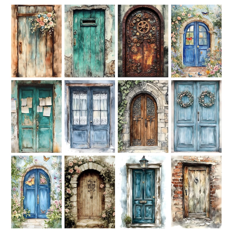 Rustic Vintage Doors Printable Junk Journal Kit Grunge Ephemera Antique ...