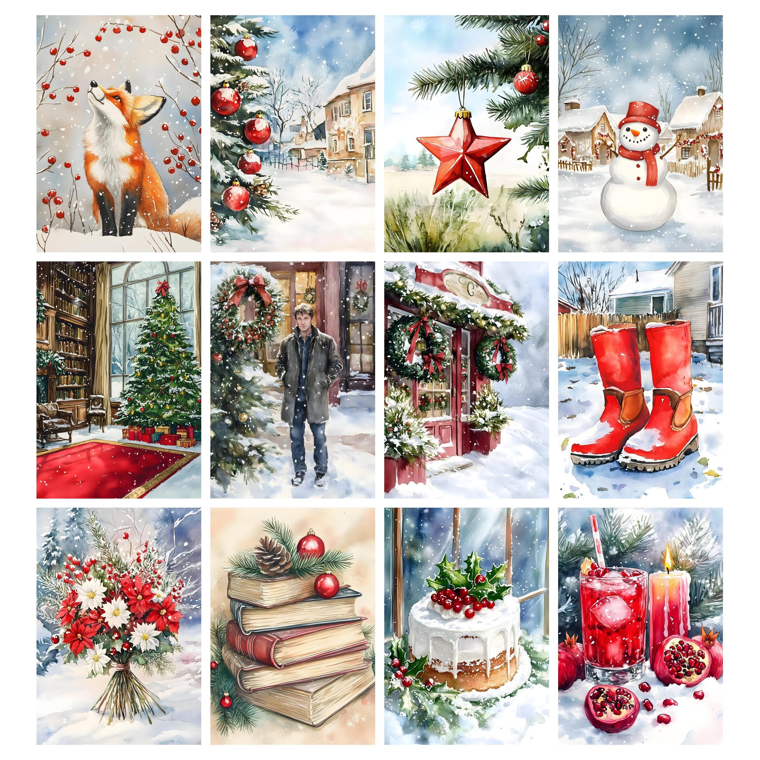 Elegant Christmas Scrapbook Paper, Festive Winter Journal Kit, Junk ...