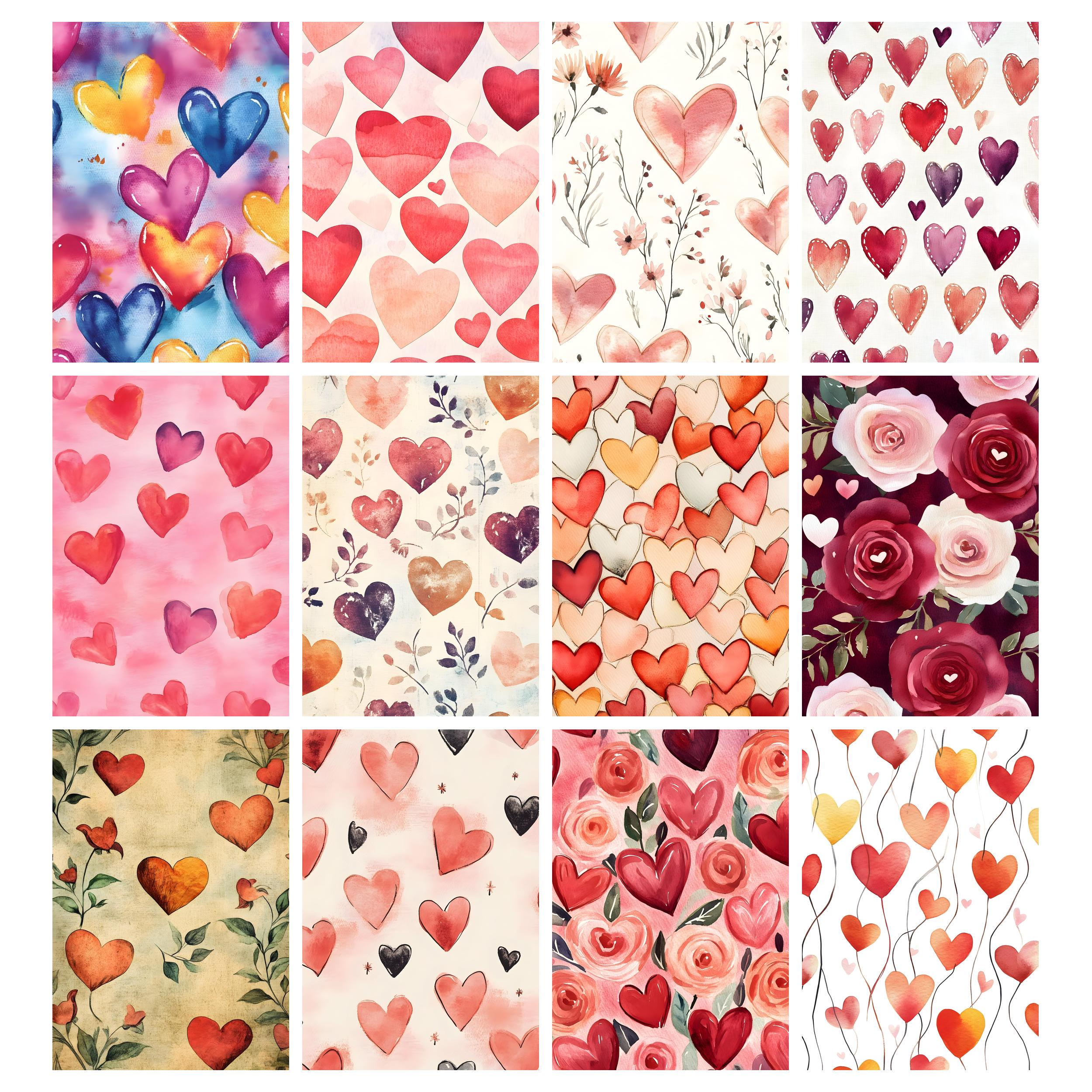 Valentine's Day Paper, Hearts Backgrounds, Romantic Patterns, Heart ...