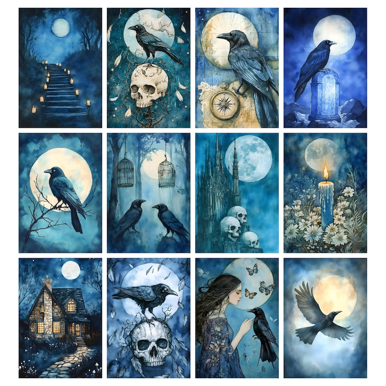 Printable Raven Witch Junk Journal Kit, Dark Fantasy Gothic ...