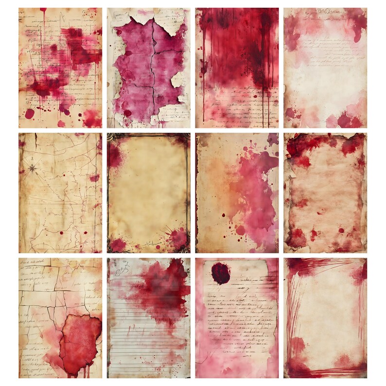 Bloody Old Pages, Bloody Journal Pages, Blood Splatter Paper, Grunge ...
