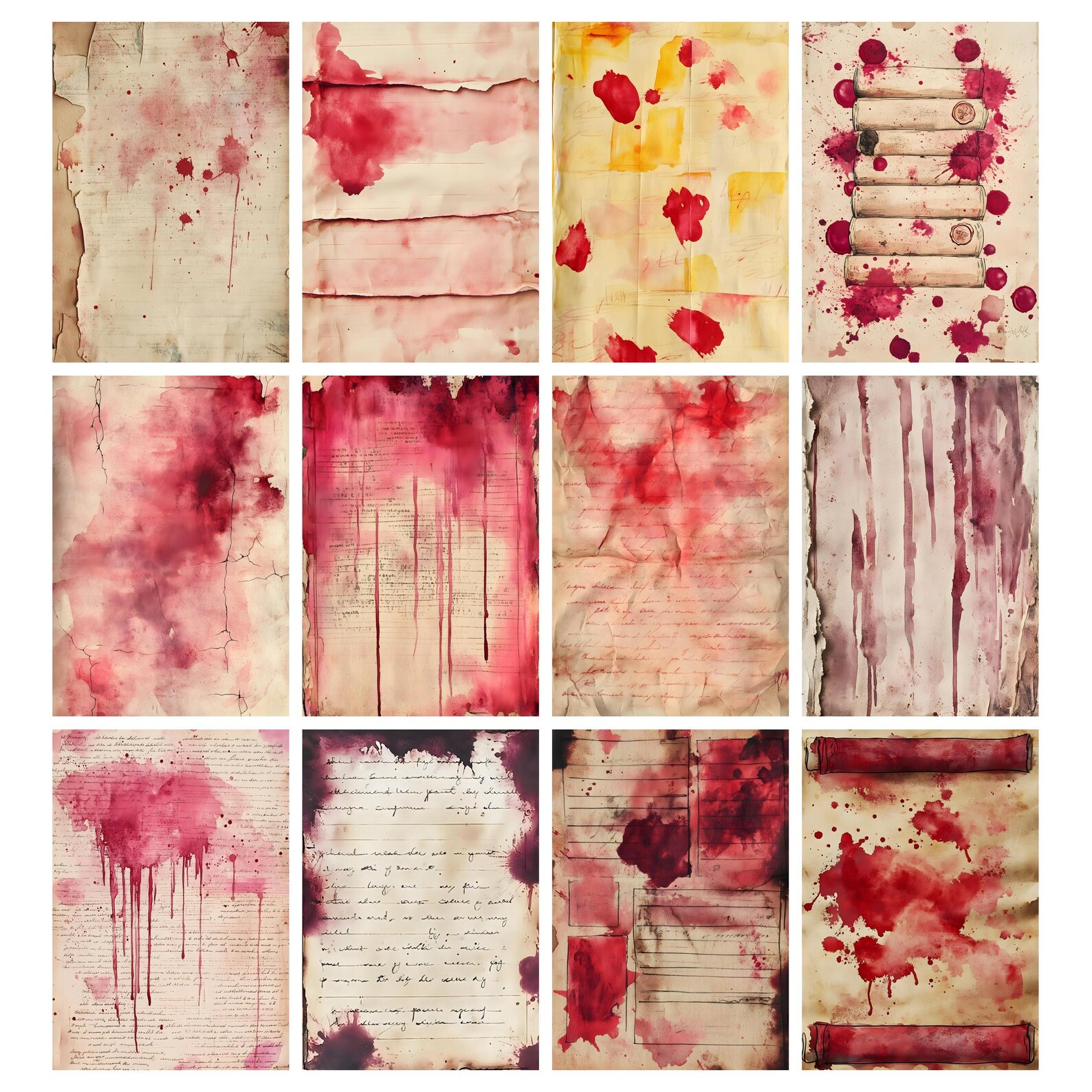 Bloody Old Pages, Bloody Journal Pages, Blood Splatter Paper, Grunge ...