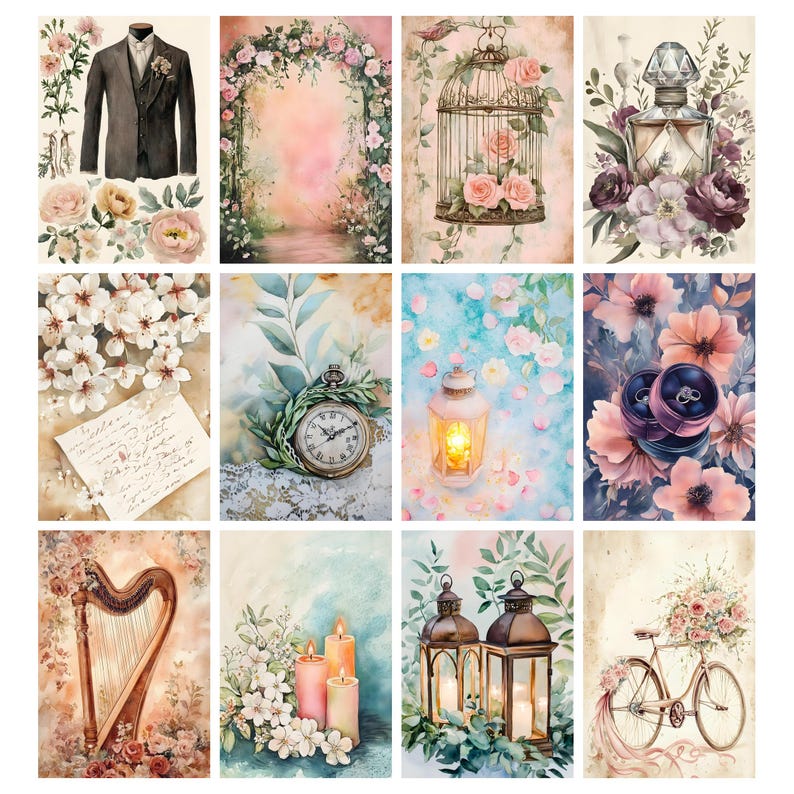 Vintage Wedding Junk Journal Kit, Wedding Ephemera, Wedding Digital ...