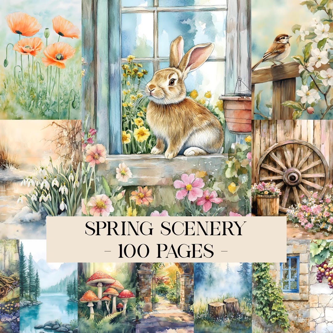 Spring Scenery Junk Journal Pages, Spring Forest Junk Journal Kit ...