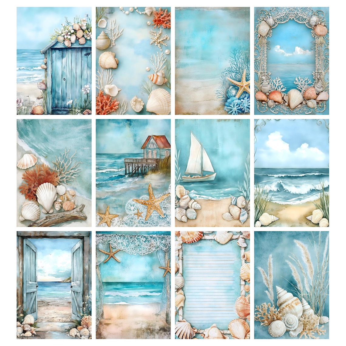 Coastal Junk Journal Pages, Sea Junk Journal Kit, Nautical Journal ...