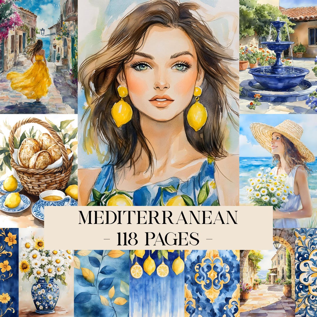 Mediterranean Junk Journal Pages, Sea Collage Printable, Digital Junk ...