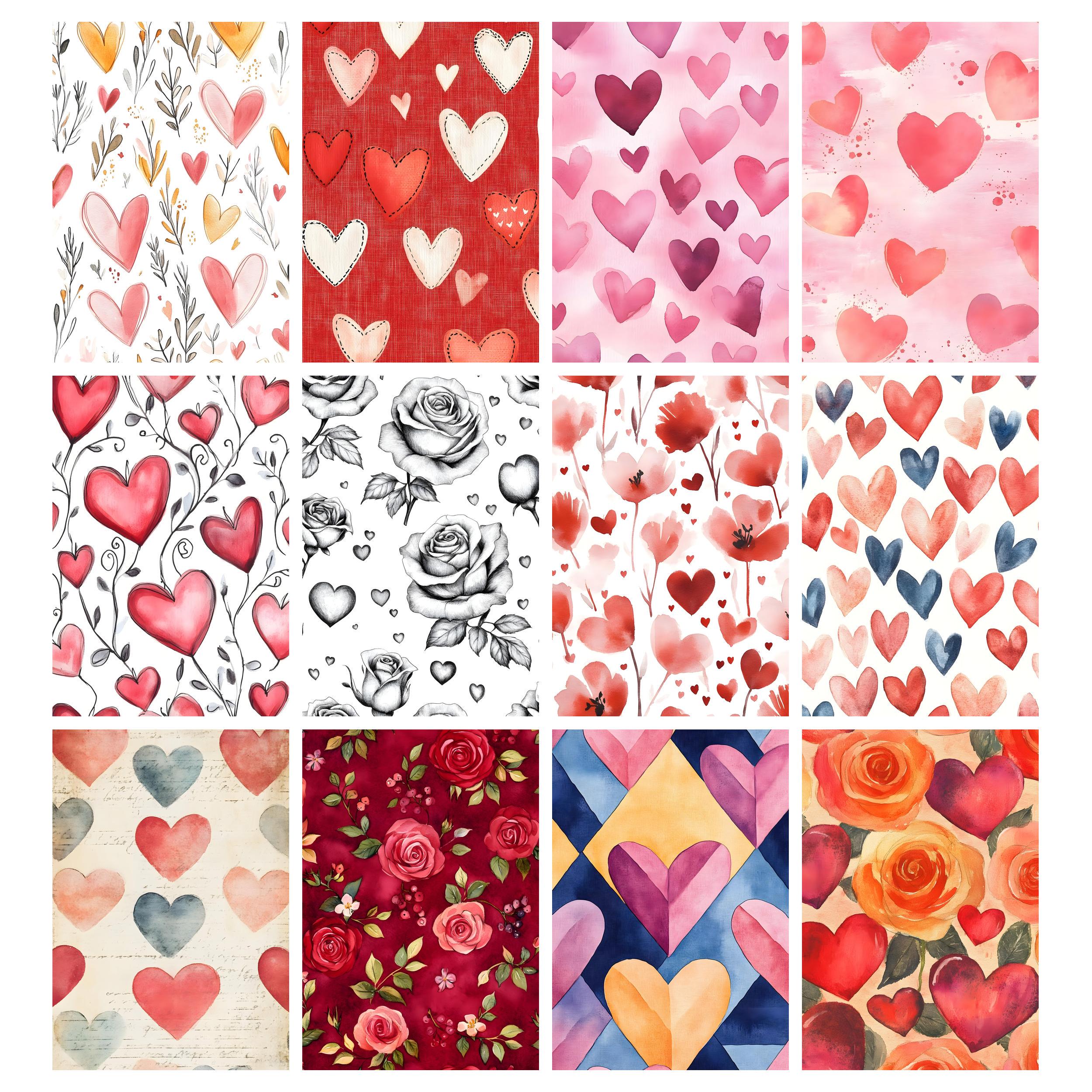 Valentine's Day Paper, Hearts Backgrounds, Romantic Patterns, Heart ...