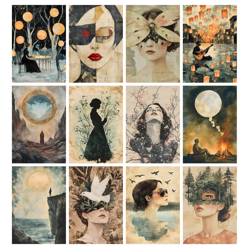 Digital Surrealism Paper, Mysterious Woman Portraits, Surreal Art ...