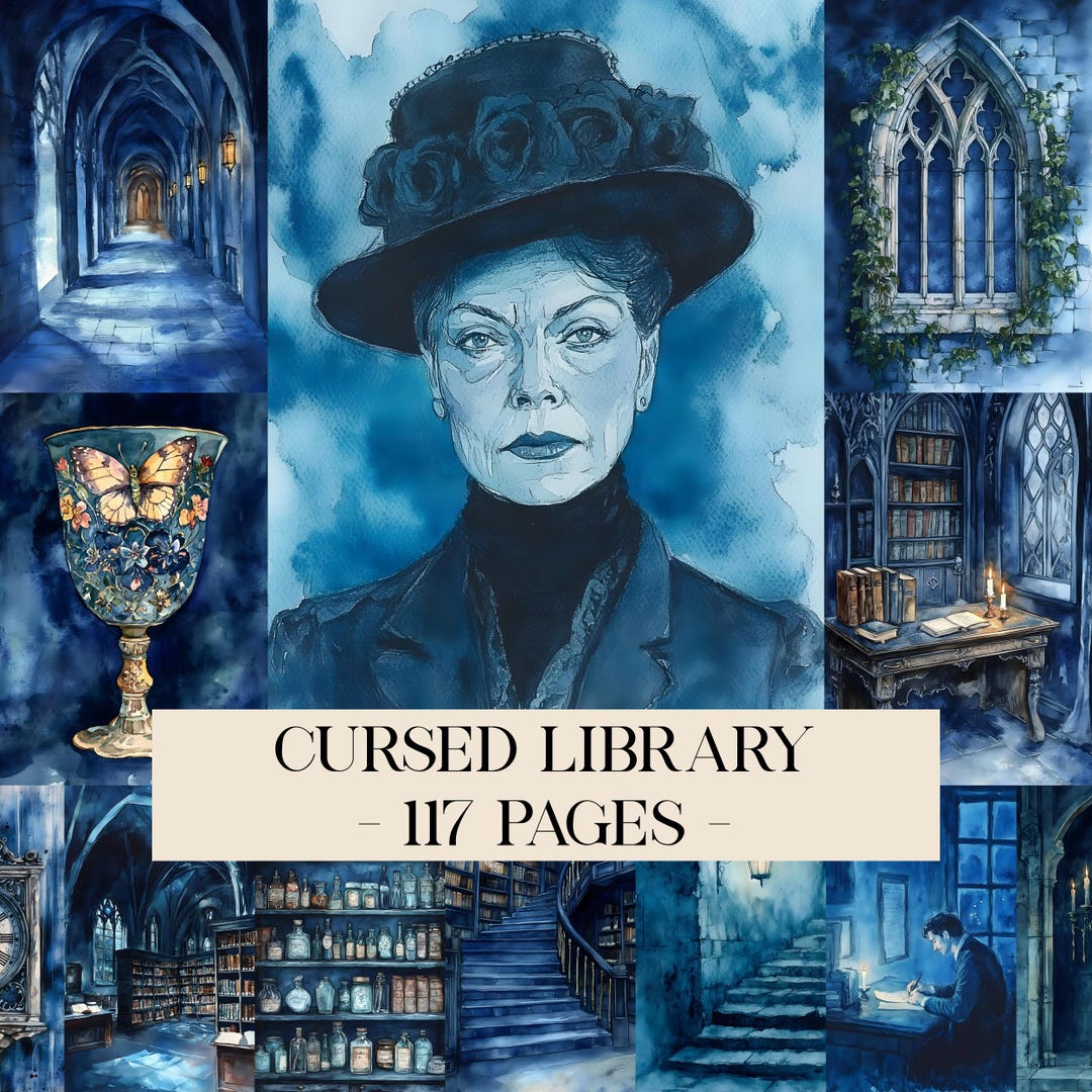 Cursed Library Junk Journal Kit, Old Library Book Ephemera, Ancient ...