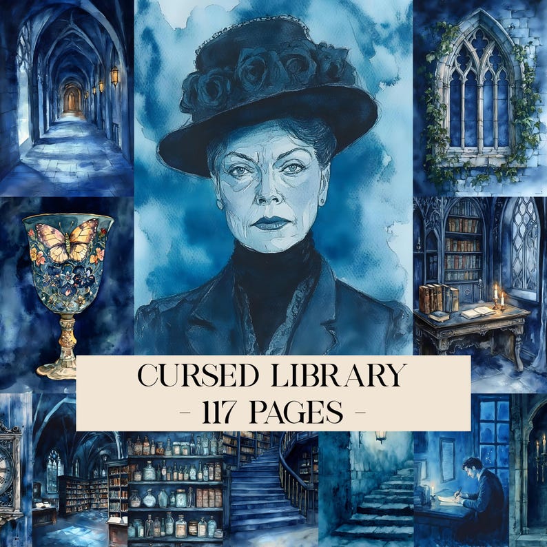 Cursed Library Junk Journal Kit, Old Library Book Ephemera, Ancient ...