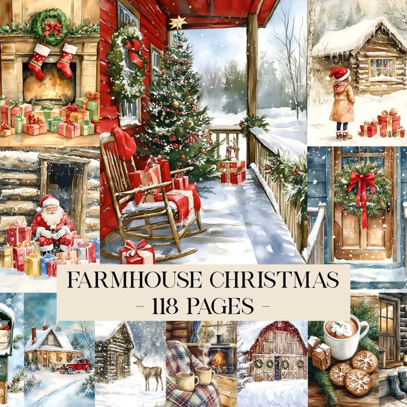 Farmhouse Christmas Junk Journal Kit, Rustic Christmas Printable Pages ...