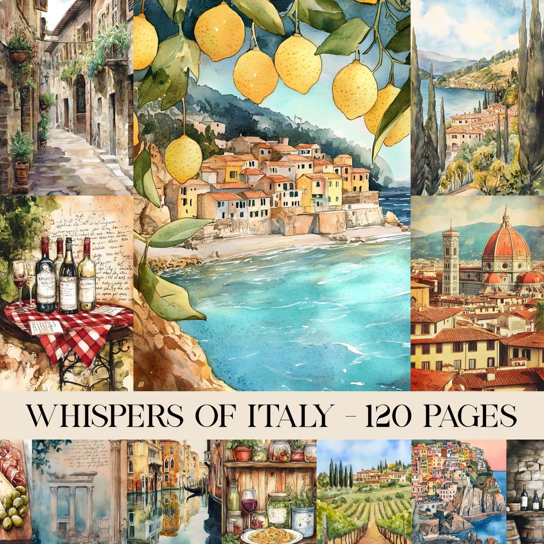 Whispers of Italy Junk Journal Pages, Digital Scrapbook Paper, Vacation ...