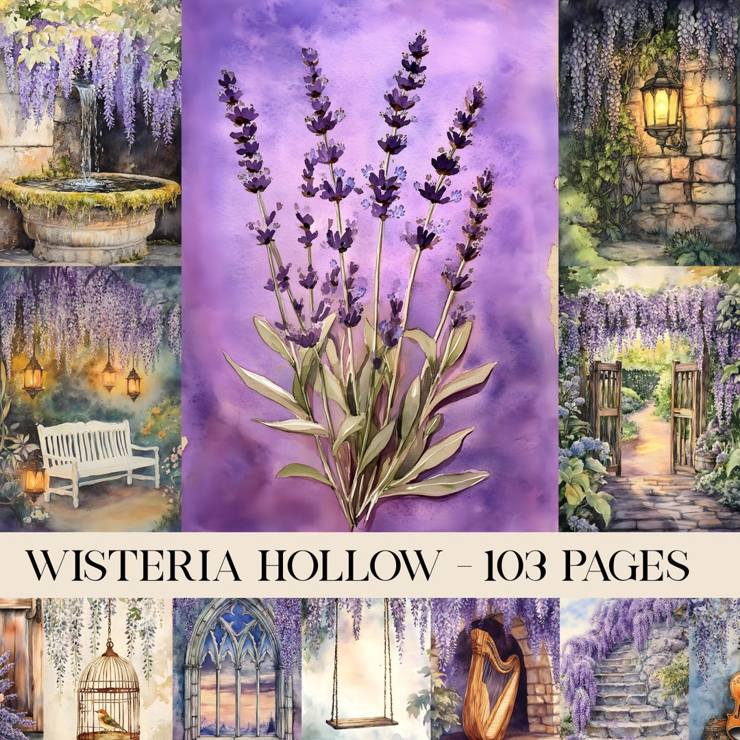 Wisteria Hollow Junk Journal Pages Printable Kit, Vintage Botanical ...