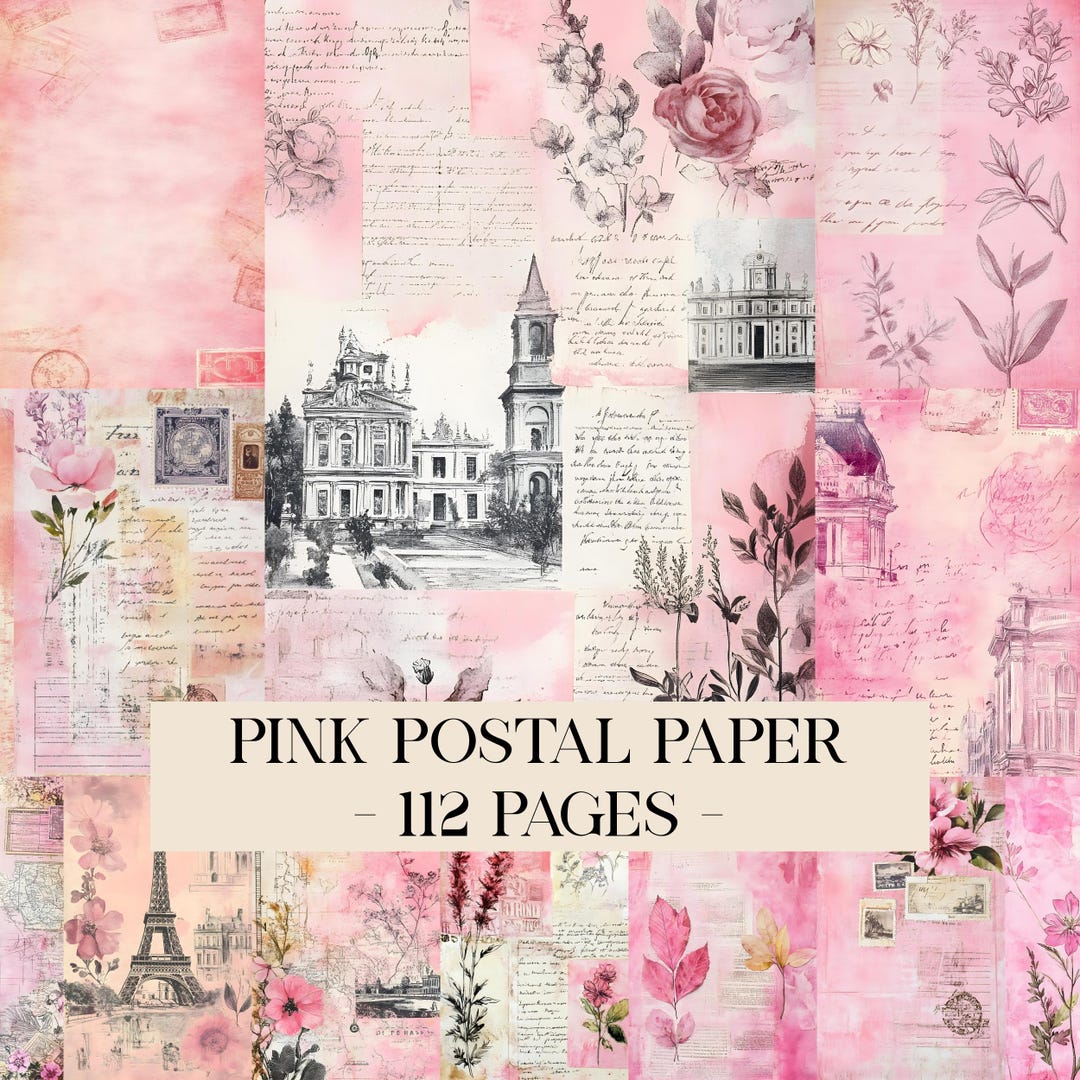 Pink Letter Collage Paper, Postal Pages Printable, Grungy Papers, Pink ...