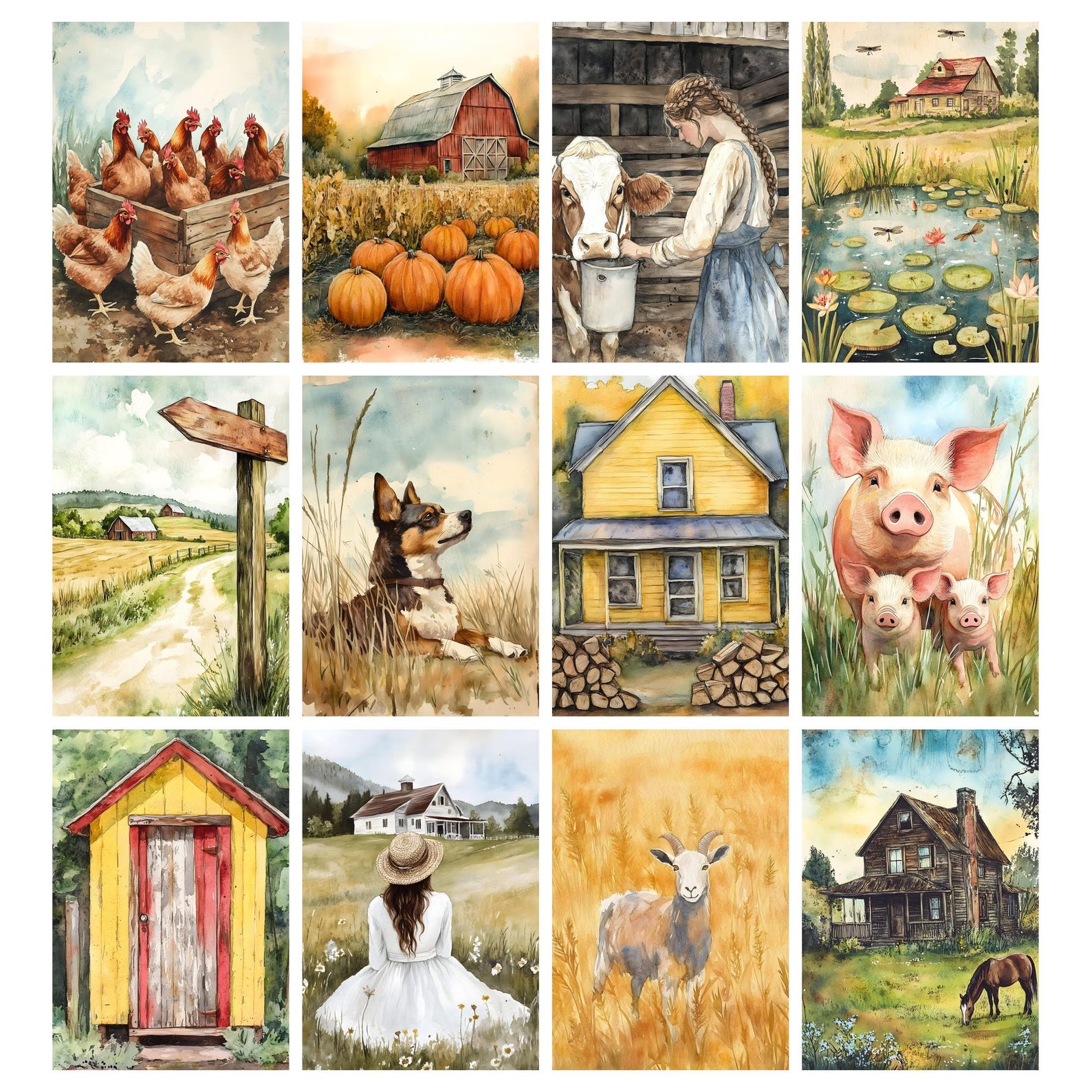 Rustic Farm Life Junk Journal Pages, Country Living Digital Collage ...