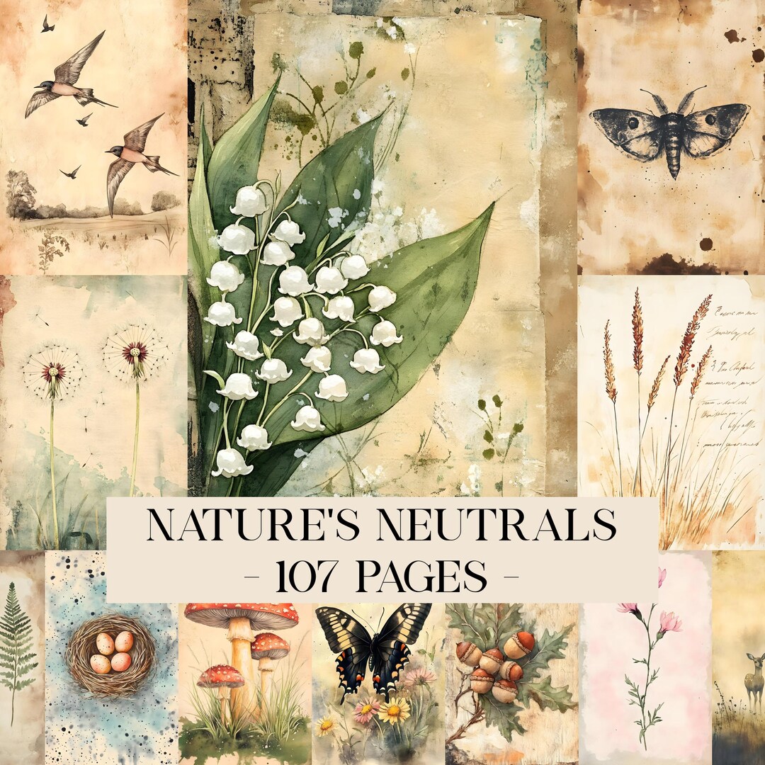 Nature's Neutrals Printable Junk Journal Pages Nature Journal Nature ...