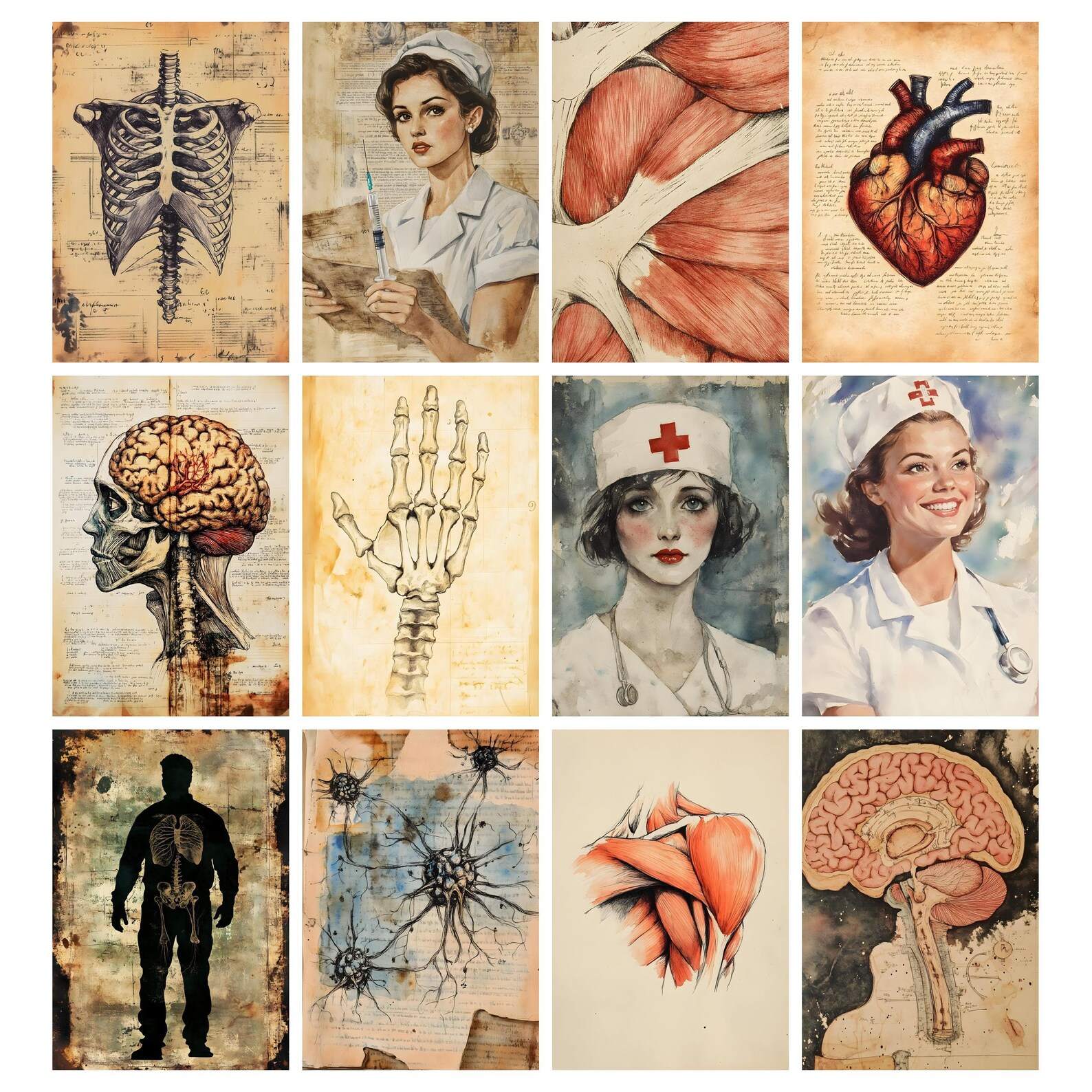 Vintage Medical Junk Journal Kit, Nurse Junk Journal Pages, Medical ...