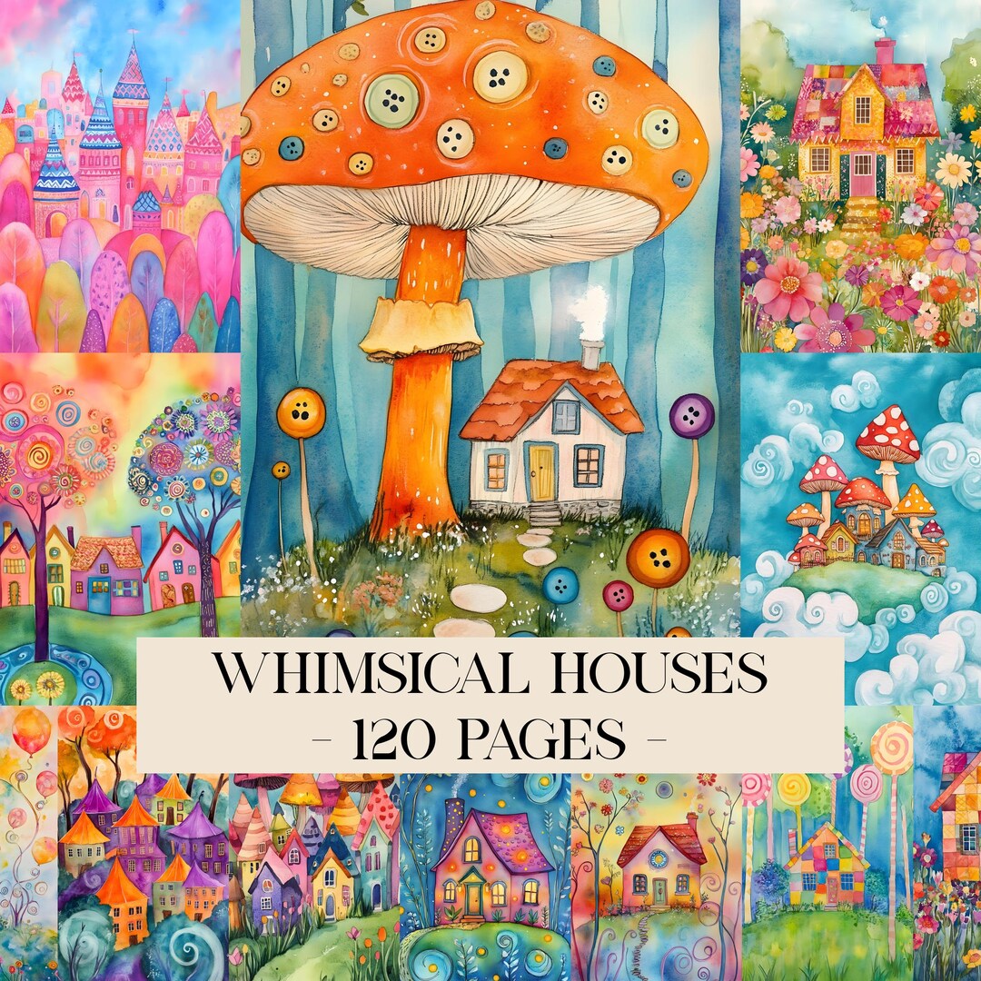 Whimsical Houses Junk Journal Pages, Quirky Printable Decorative ...