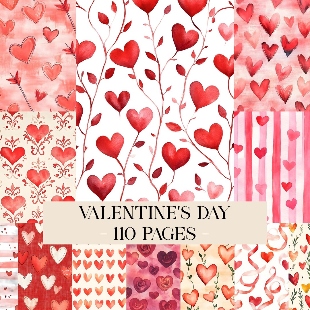 Valentine's Day Paper, Hearts Backgrounds, Romantic Patterns, Heart ...