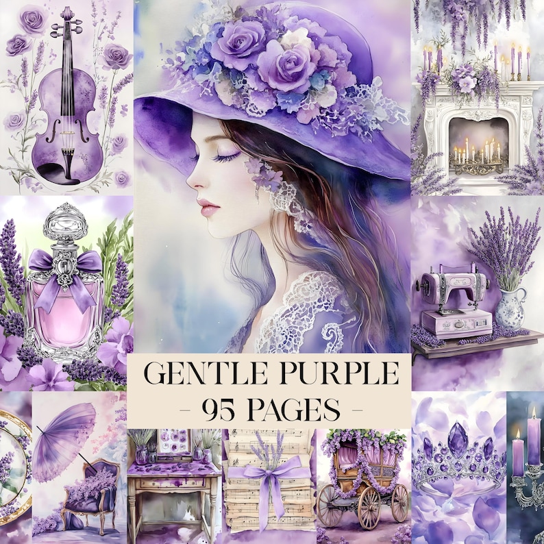 Gentle Purple Printable Pages, Lavender Journal, Junk Journal Kit ...