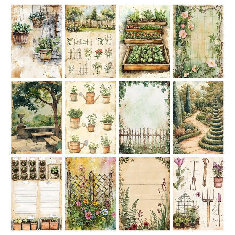 Gardening Notes Junk Journal Pages, Digital Gardener Scrapbook, Garden ...