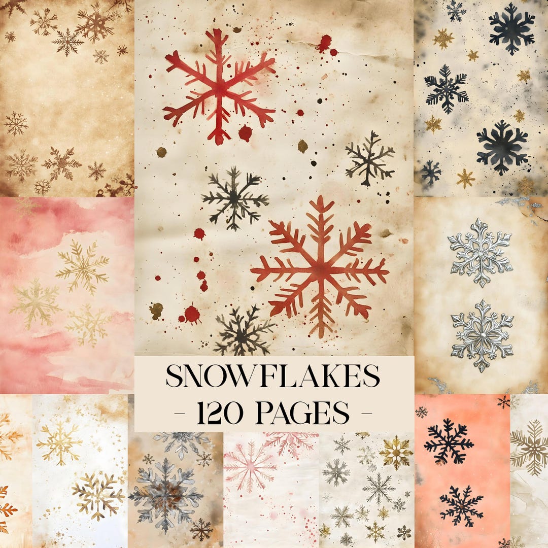 Snowflakes Digital Papers, Winter Snow Scrapbook Kit, Snowflake Papers ...