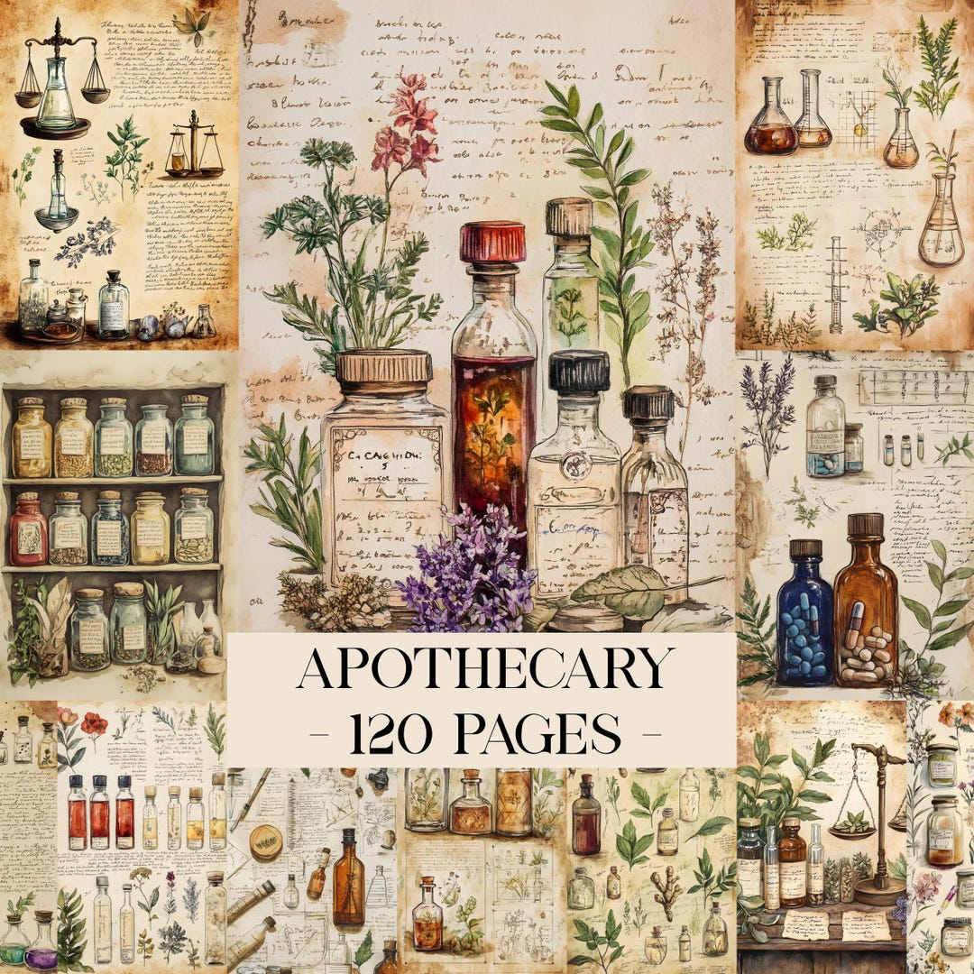 Apothecary Backgrounds, Mystic Potion Junk Journal Pages, Digital ...