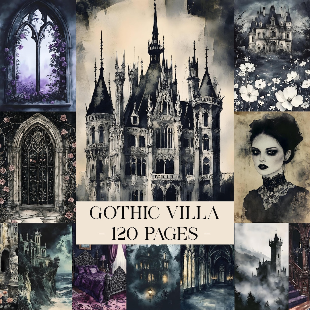 Gothic Villa Junk Journal Kit, Goth Junk Journal Paper, Dark Academia ...