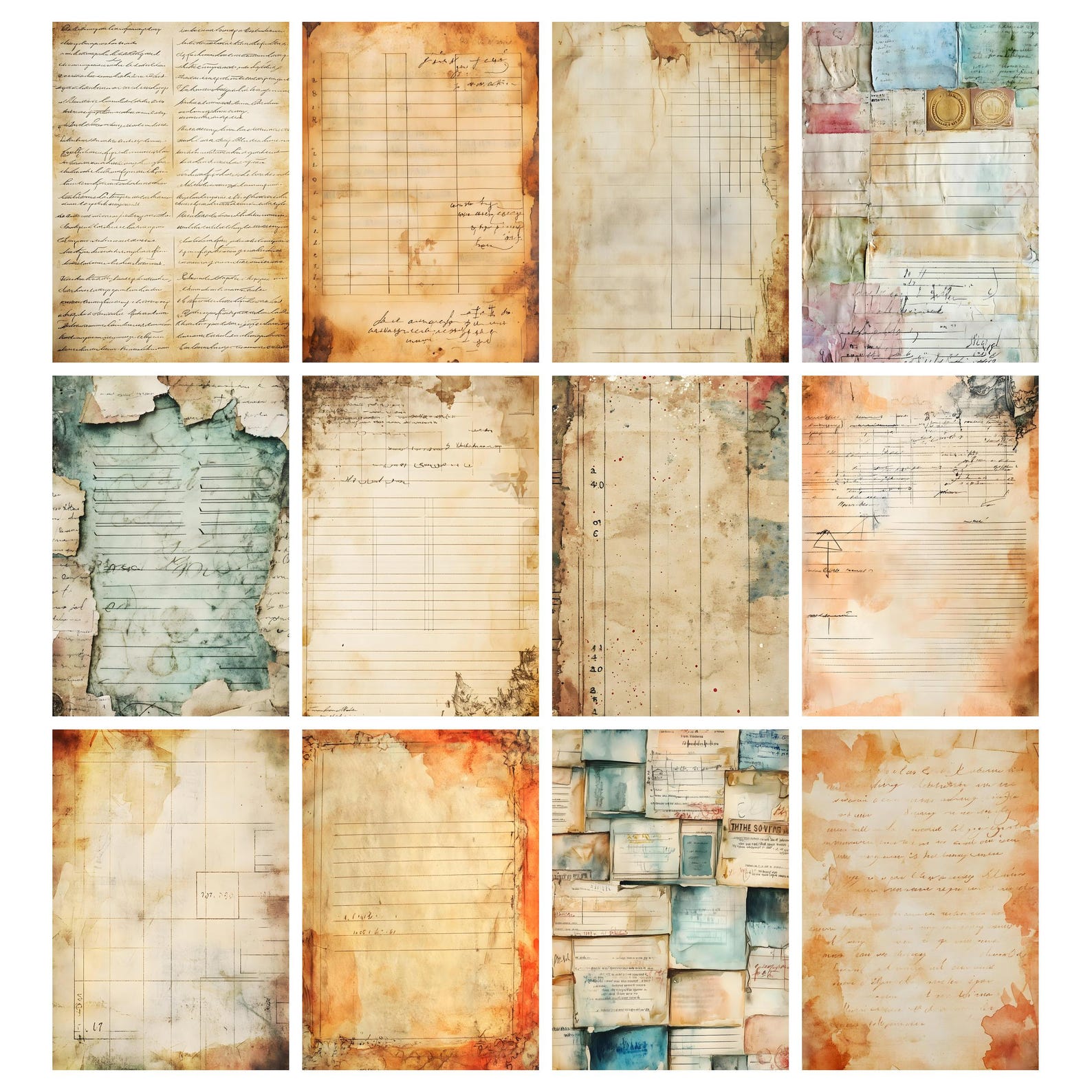 Vintage Ledger Paper, Distressed Journal, Vintage Lined Paper, Ledger ...