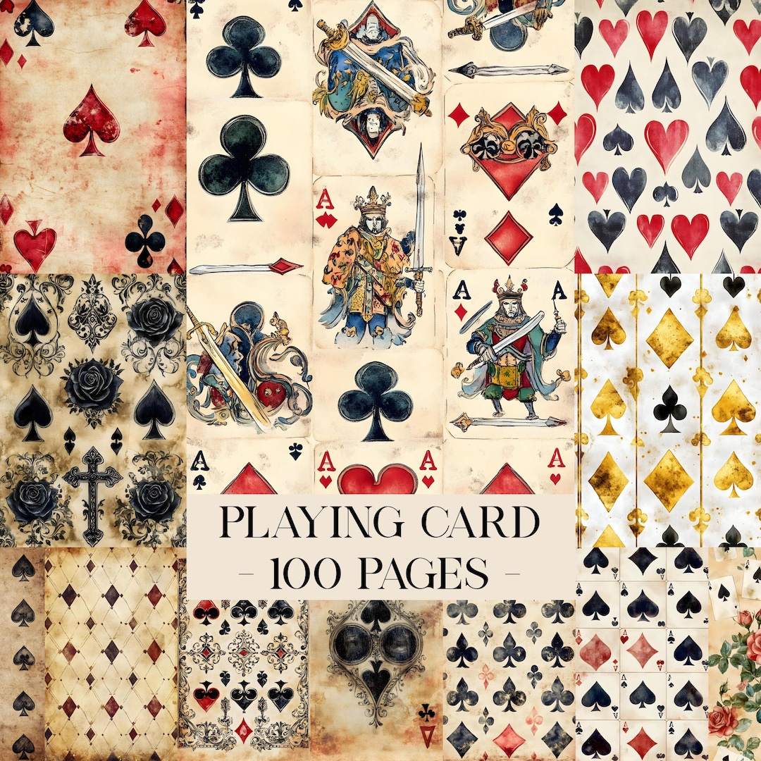 Vintage Playing Cards Ephemera, Poker Digital, Playing Card Digital ...