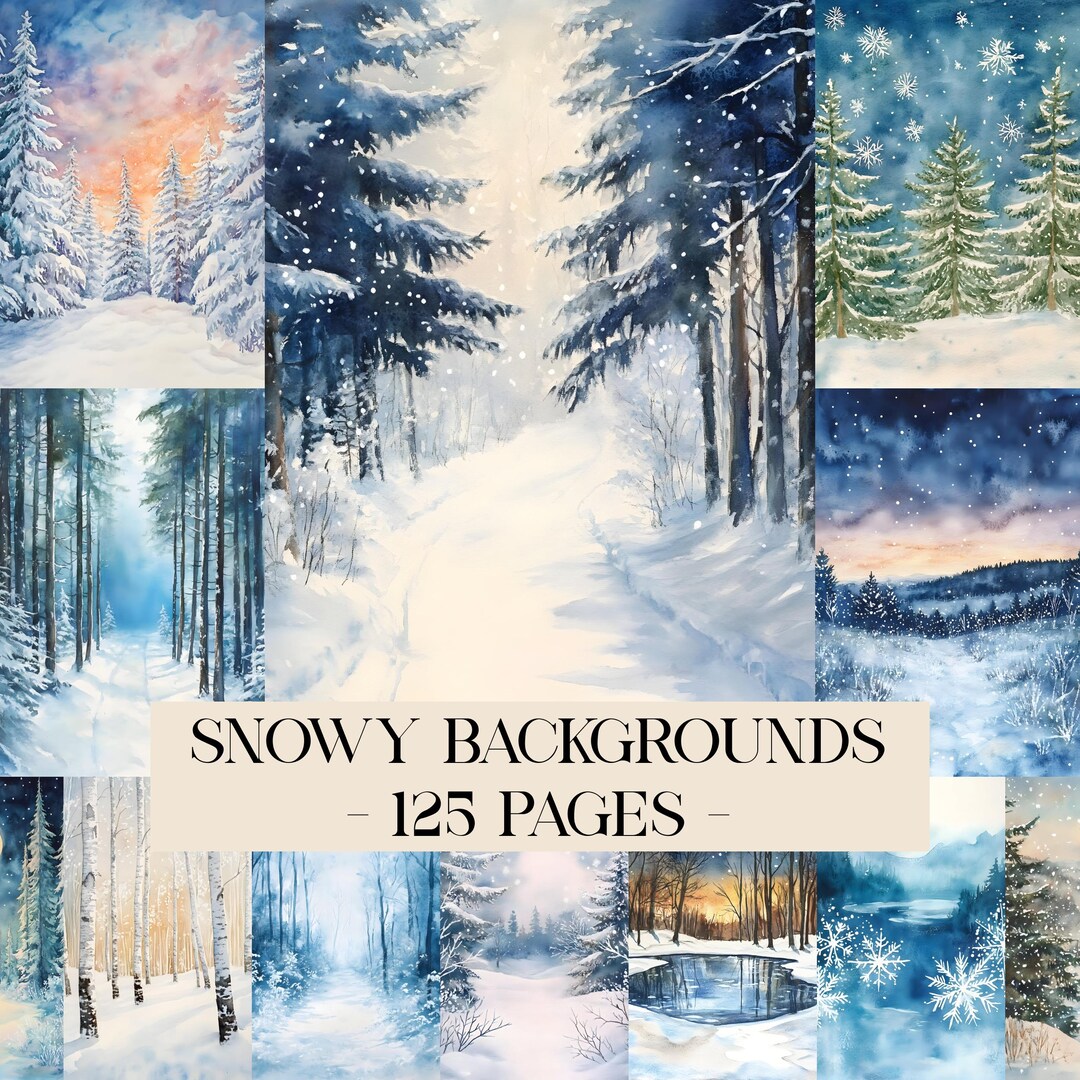 Snow Paper, Winter Junk Journal Pages, Snowfall Paper, Winter Forest ...