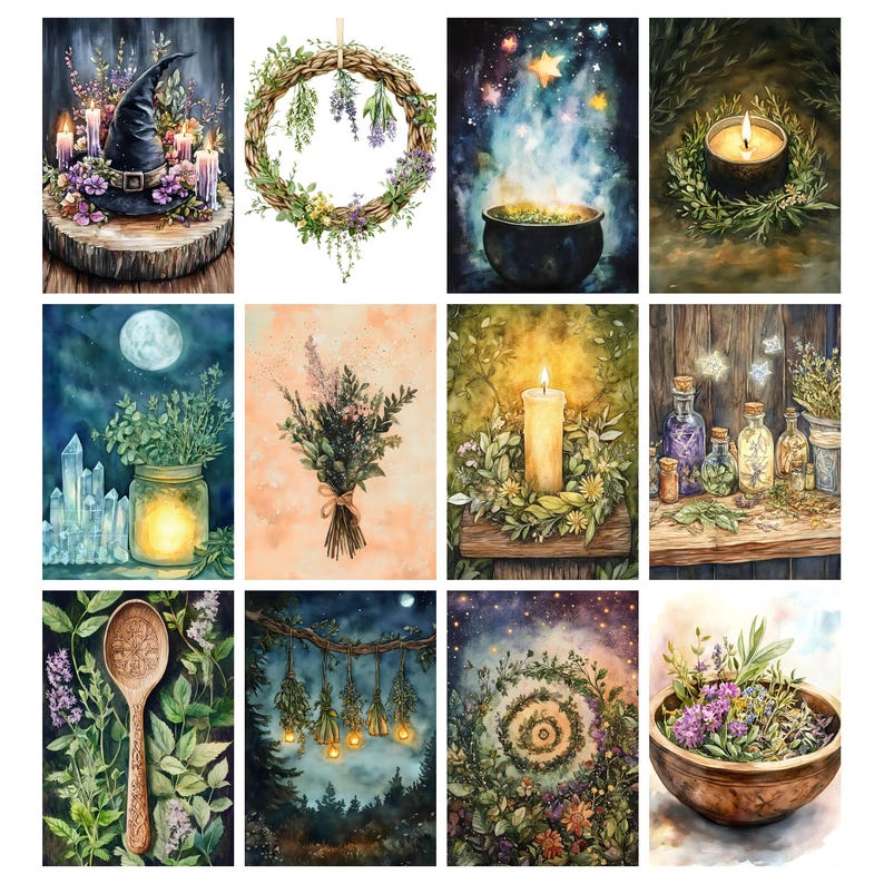 Herbs Green Witch Junk Journal Kit, Witchy Plant, Digital Grimoire ...