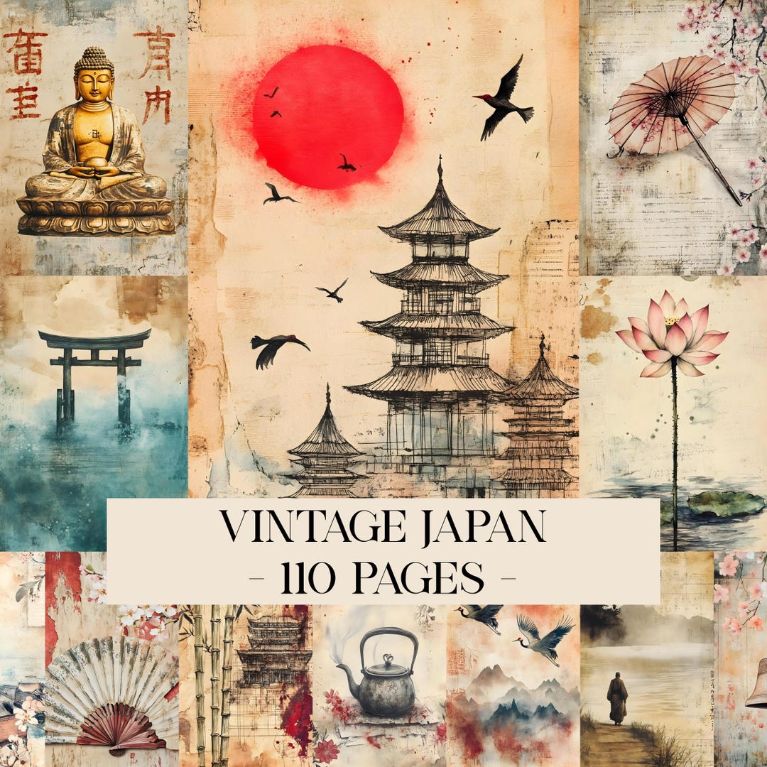 Vintage Japan Junk Journal Pages, Japanese Printable Ephemera Paper ...