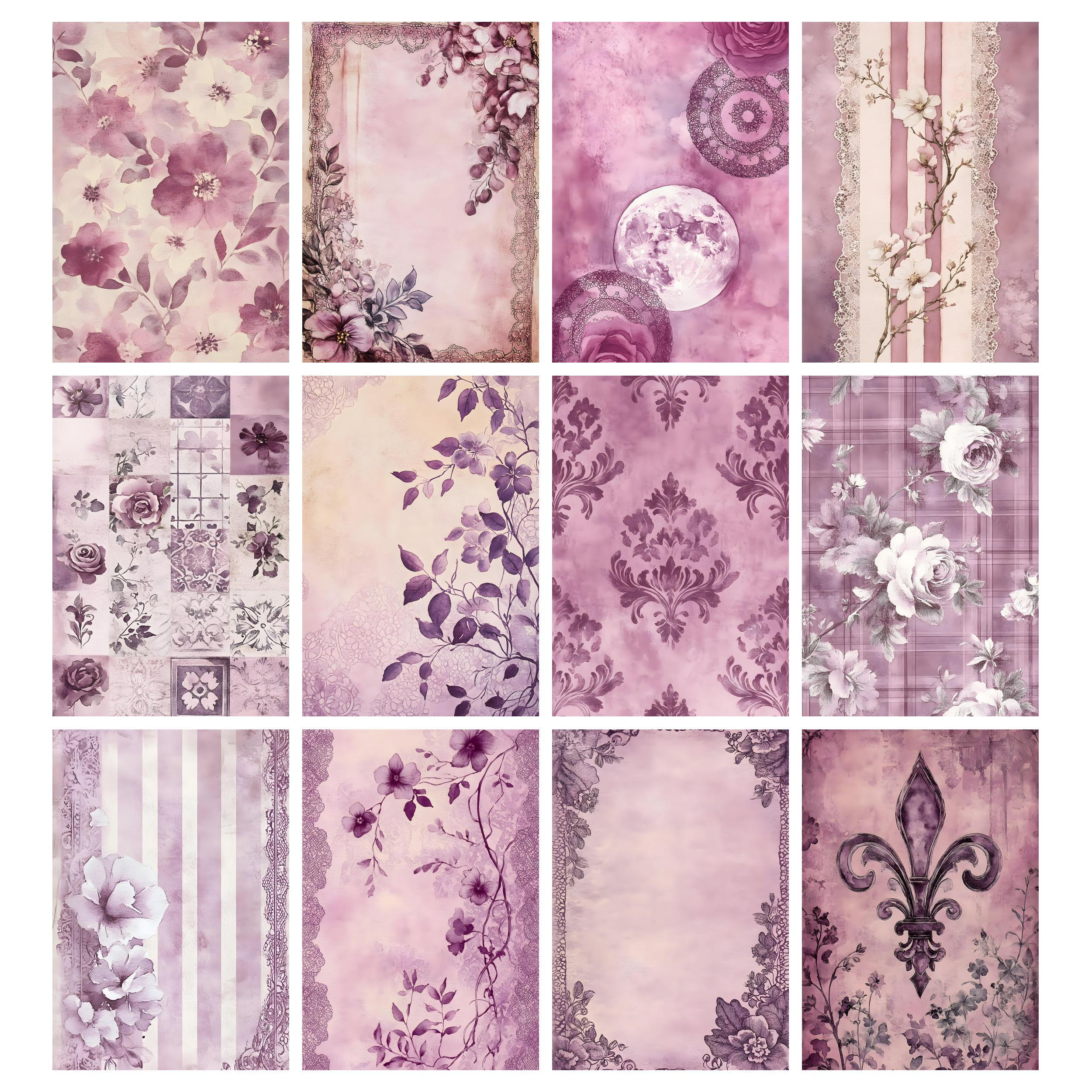 Mauve Digital Papers, Weathered Texture, Lace Background, Grunge Paper ...