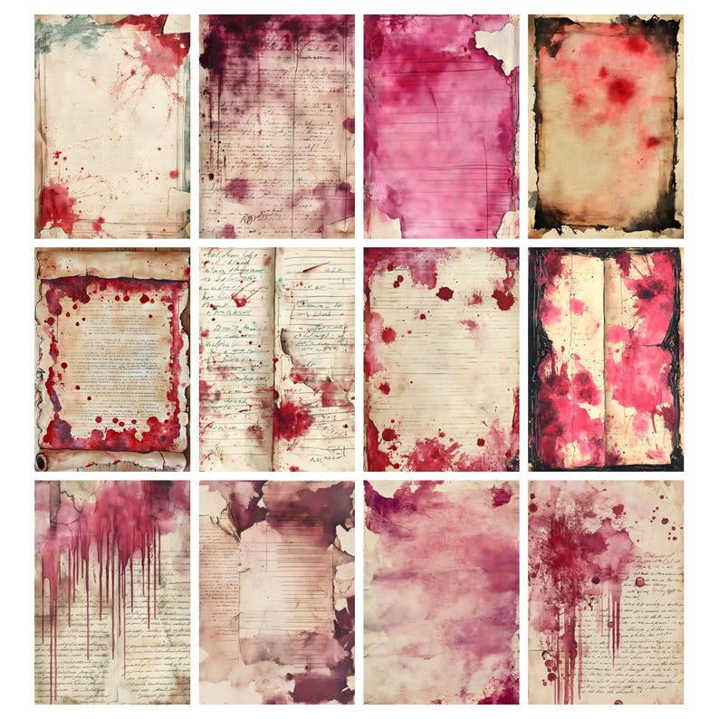 Bloody Old Pages, Bloody Journal Pages, Blood Splatter Paper, Grunge ...