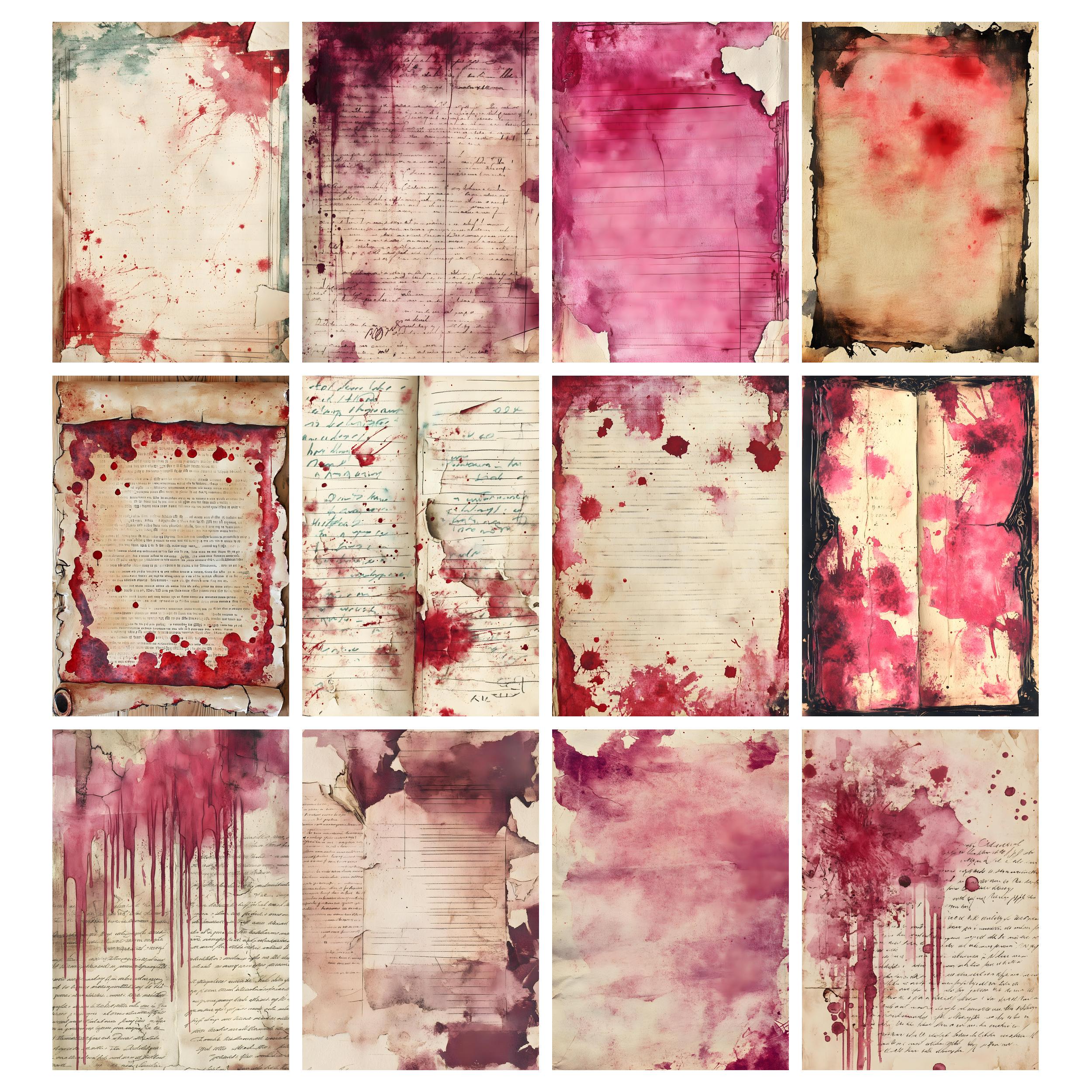 Bloody Old Pages, Bloody Journal Pages, Blood Splatter Paper, Grunge ...