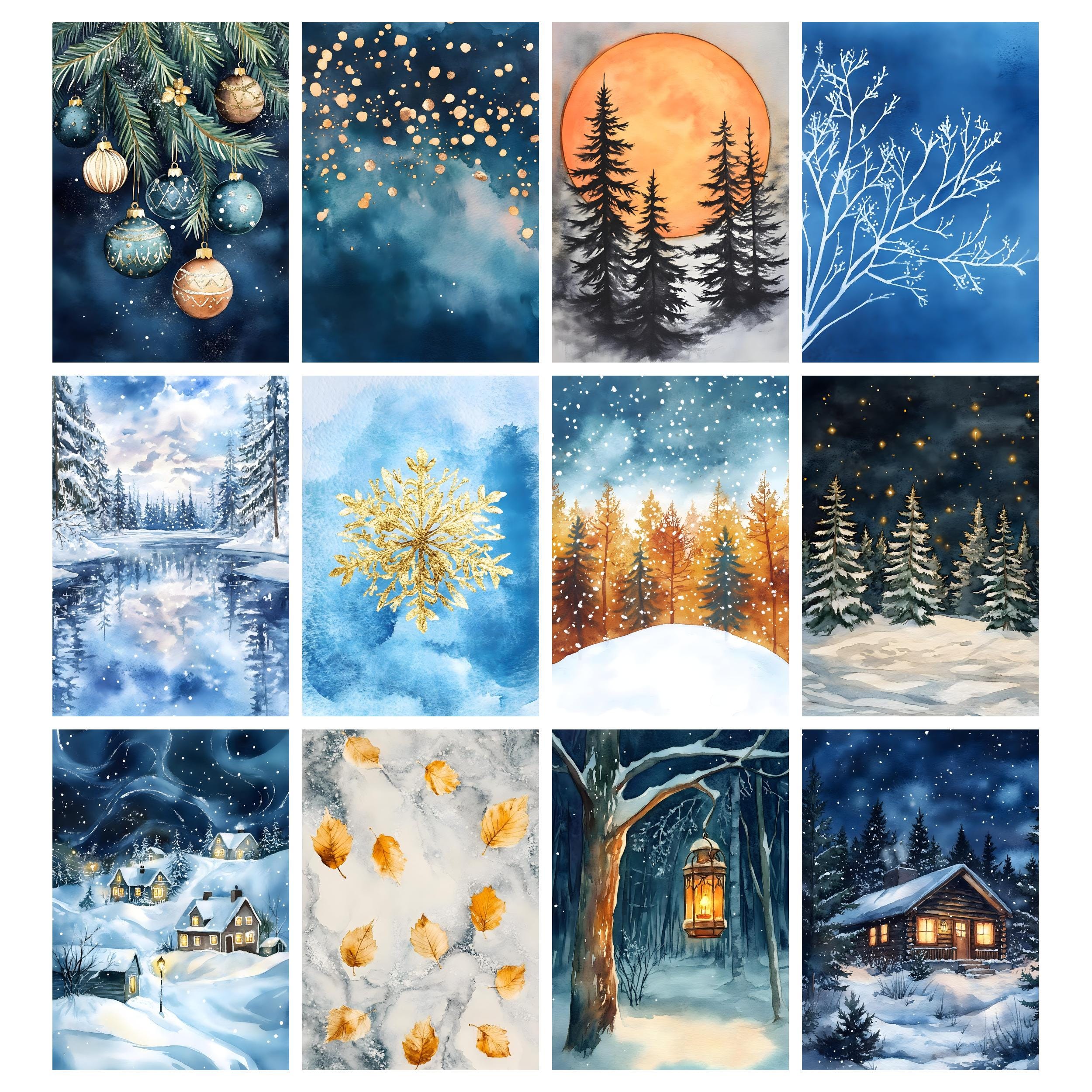 Midnight Noel Christmas Junk Journal Kit, Painterly Abstract Digital ...