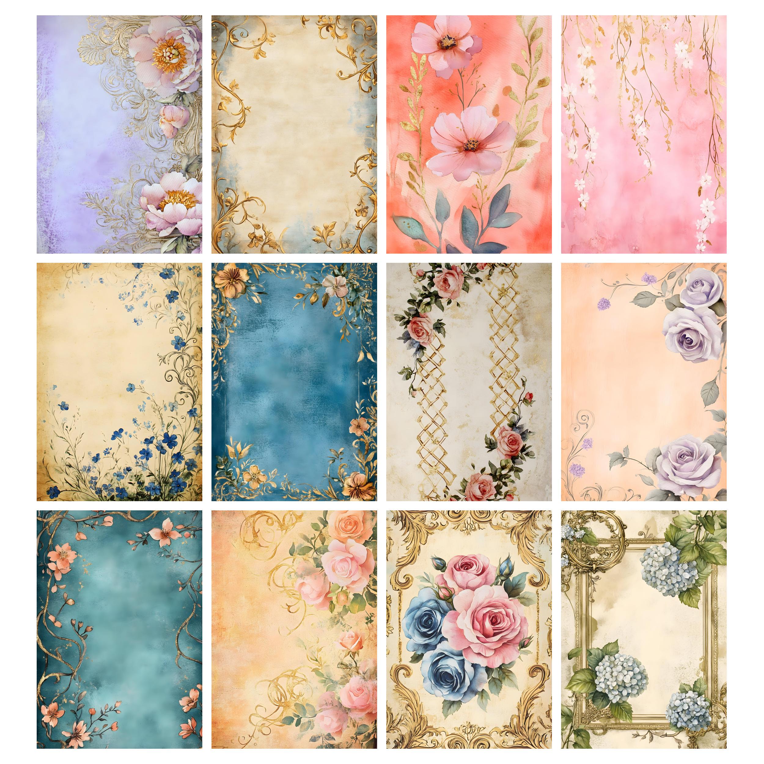 Rococo Palace Digital Paper, Rococo Paper, Floral Junk Journal, Floral ...