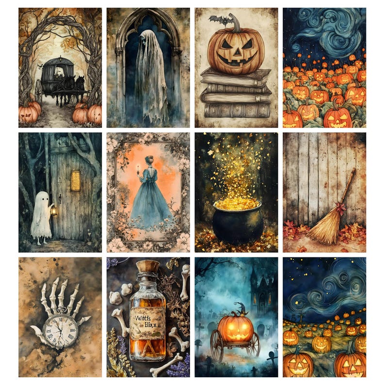 Halloween Junk Journal Pages, Spooky Gothic Printable, Digital ...