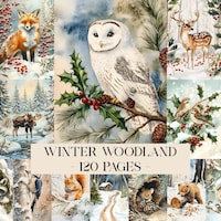 Woodland Digital Paper Patterns Pack, Forest Animals Baby Scrapbooking ...
