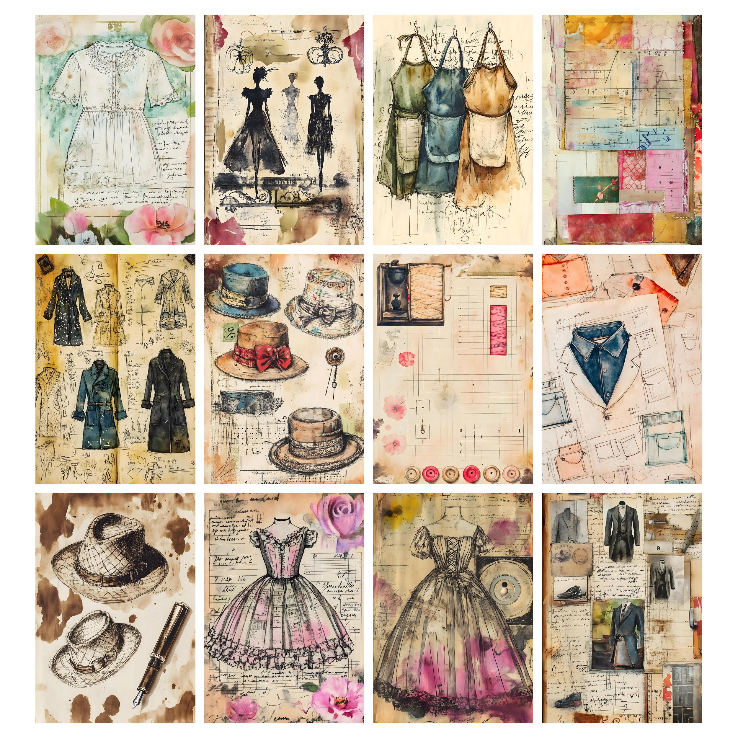 Vintage Sewing Journal Pages, Dressmaker Ephemera Paper, Tailor ...