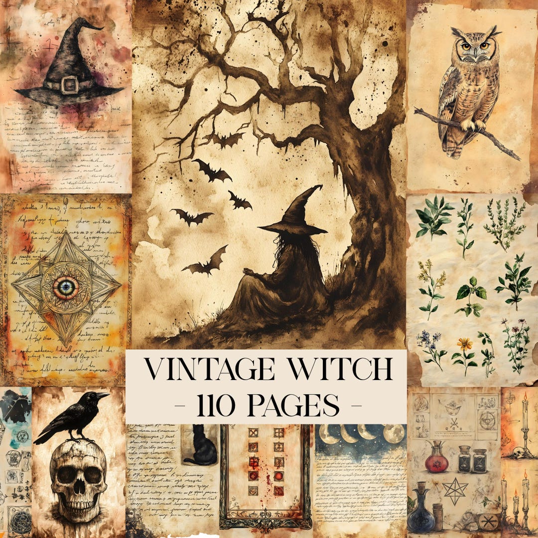 Vintage Witch Junk Journal Kit, Witchy Ephemera, Witchcraft Journaling ...