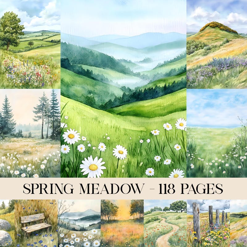 Watercolor Meadow Art - Etsy