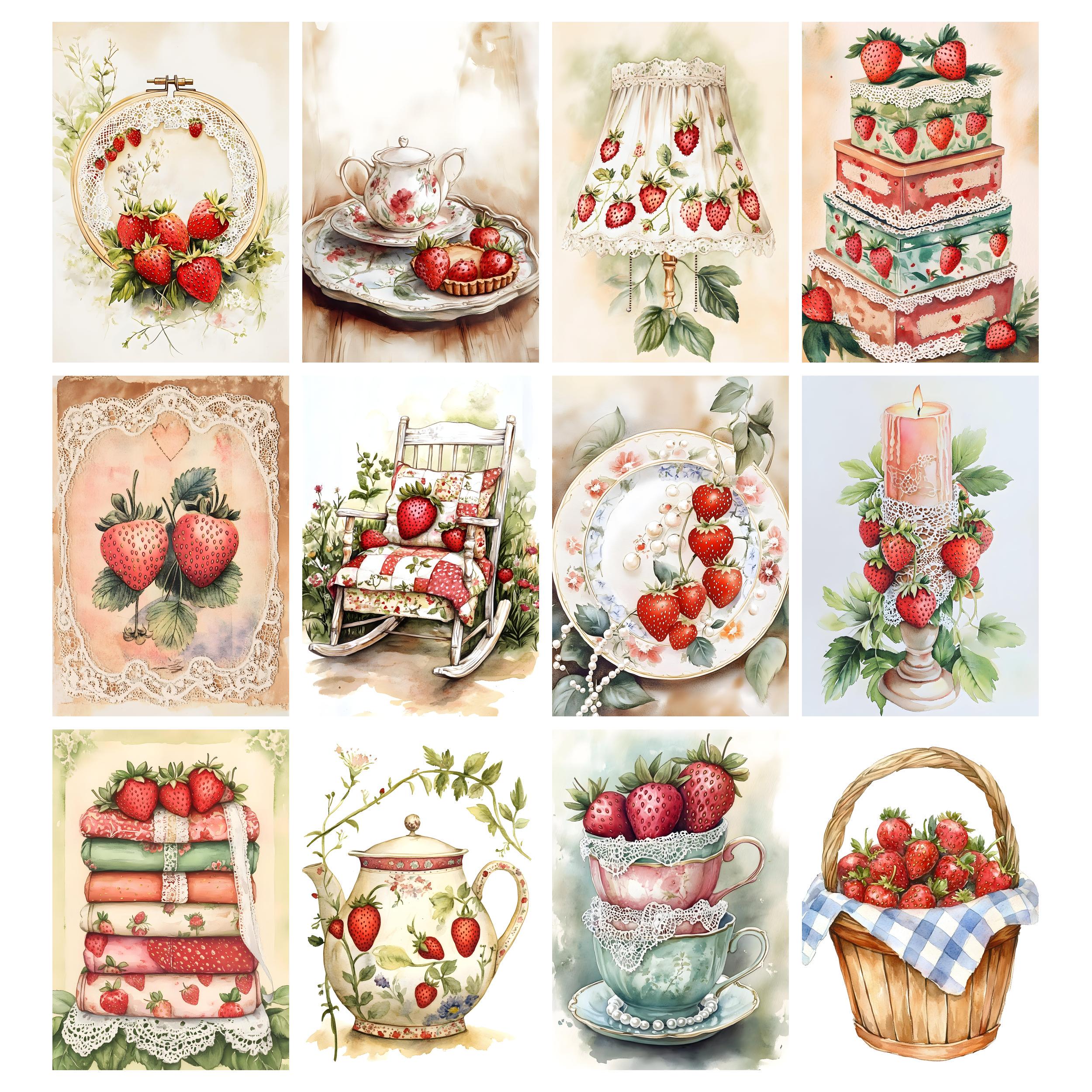 Shabby Strawberry Junk Journal Kit, Strawberries Junk Journal, Garden ...