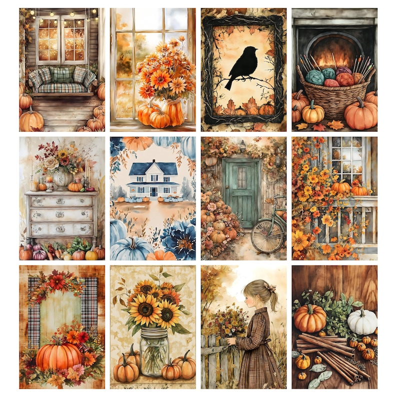 Fall Junk Journal Kit, Autumn Pumpkin Harvest, Thanksgiving Journaling ...