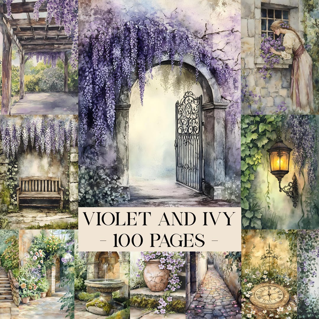 Violet Ivy Junk Journal Kit, Garden Junk Journal, Floral Digital Papers ...
